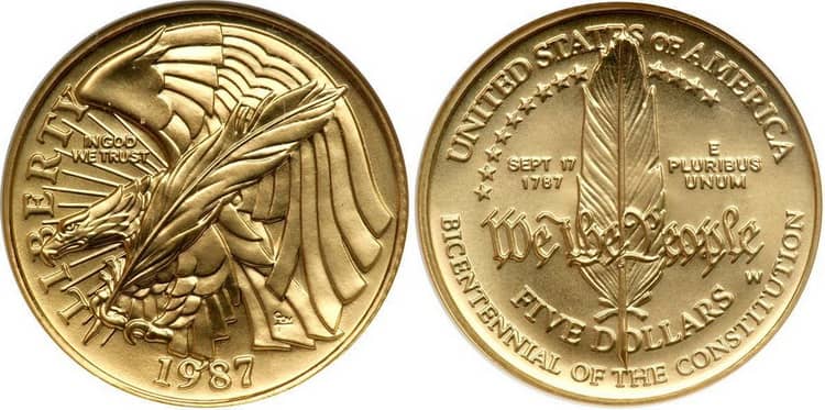 5 US dollars coins history